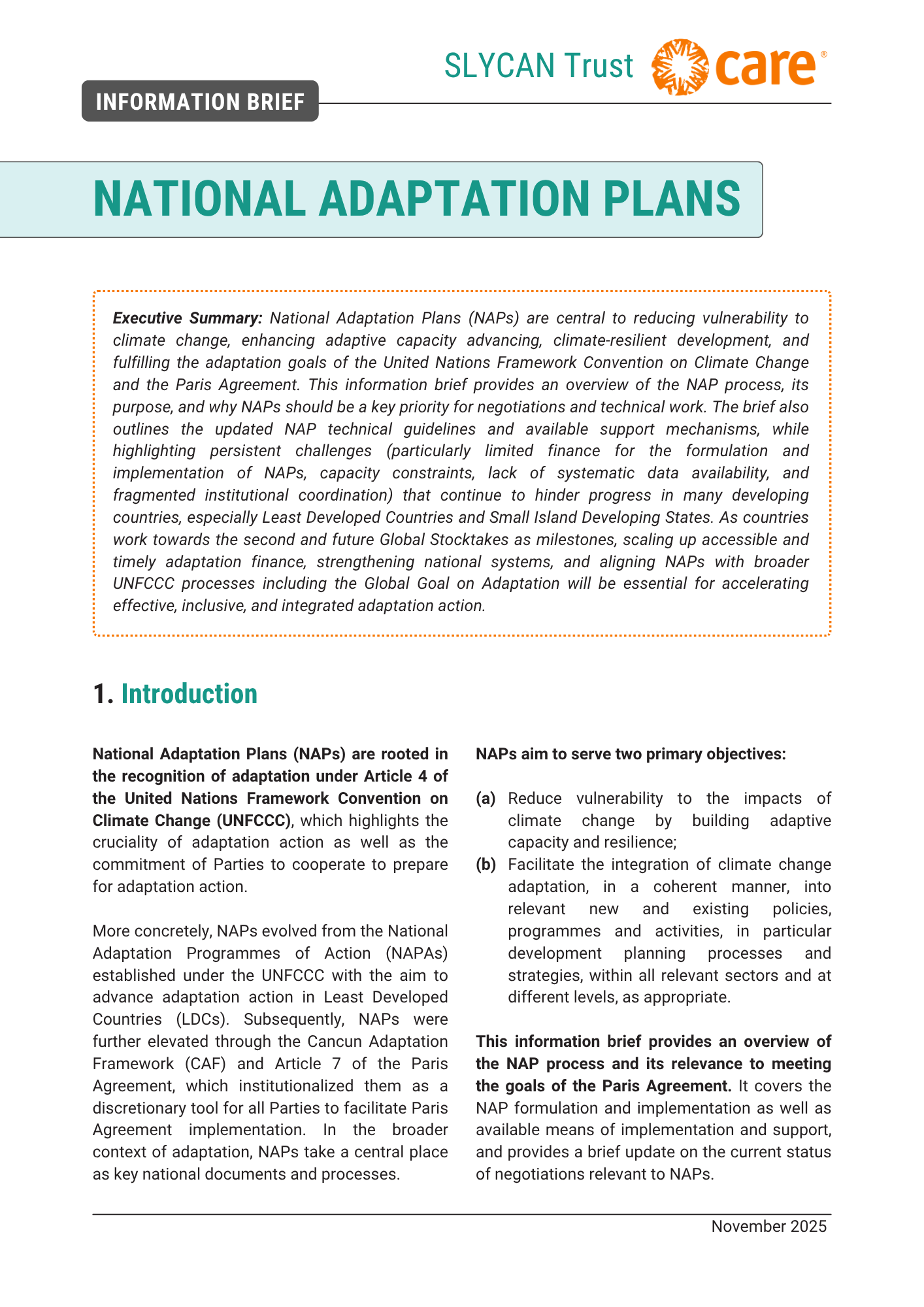 Information Brief: National Adaptation Plans - Knowledge Hub